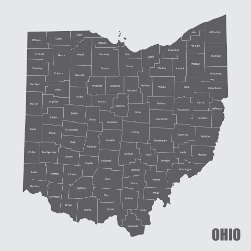 Ohio map counties outline Royalty Free Vector Image