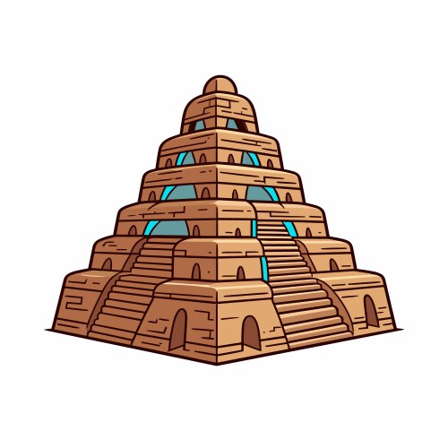 Step pyramid cartoon with blue staircase Vector Image