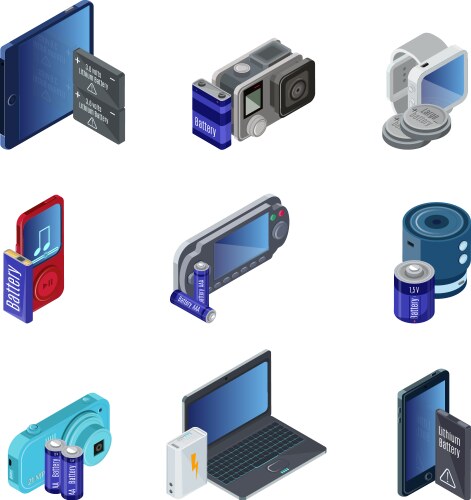 Modern electronic gadget isometric set Royalty Free Vector