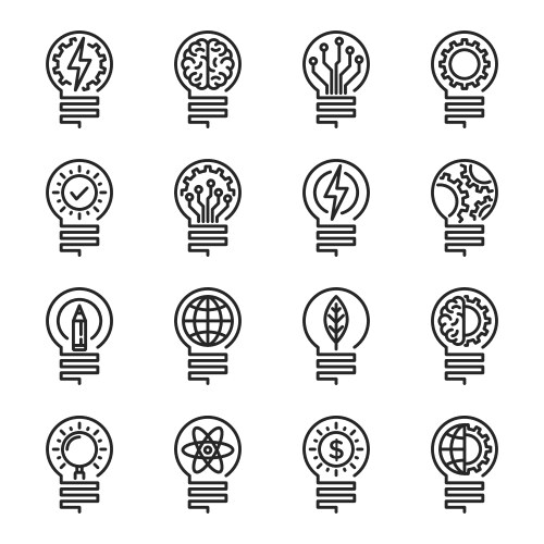 Lightbulb icon set light bulb electricity Vector Image