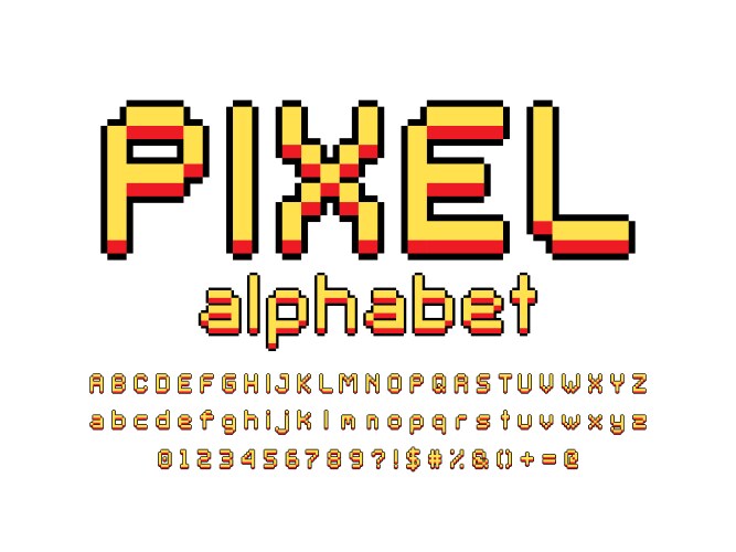 Pixel font Royalty Free Vector Image - VectorStock