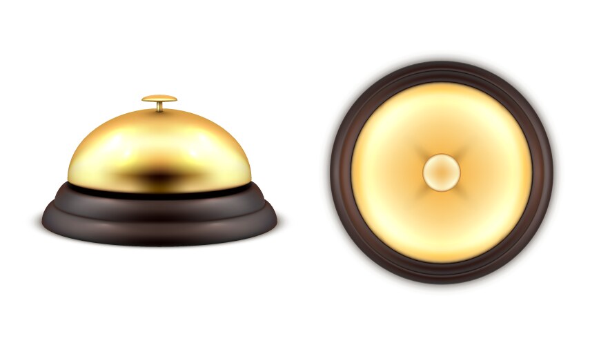 Realistic gold reception bell isolated Royalty Free Vector