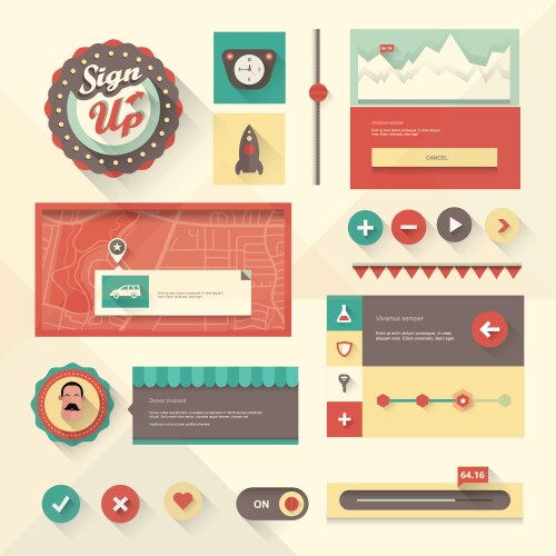 Mega ui for desktop or apps interface design Vector Image