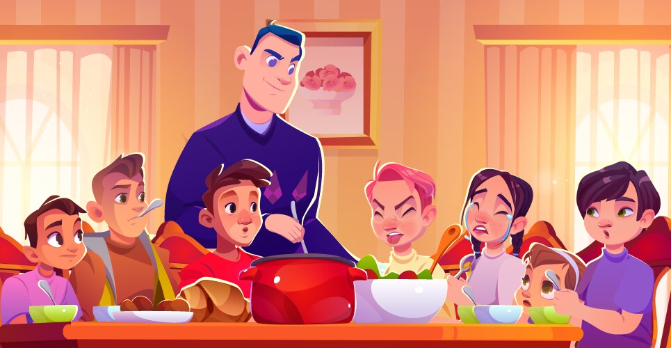 Family Eating Dinner at Table Cartoon Vector Images (over 1,700)