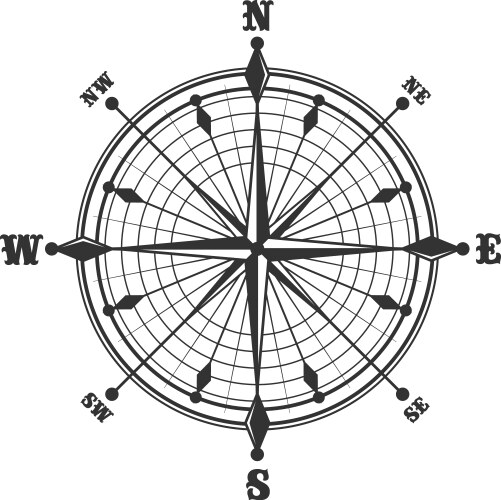 Seafarer navigation compass nautical icon Vector Image