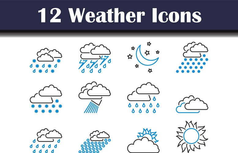 Weather icon set Royalty Free Vector Image - VectorStock