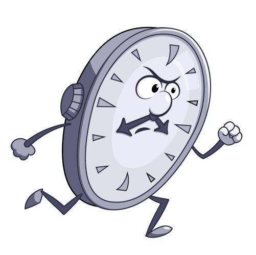 Smiling clock is running Royalty Free Vector Image