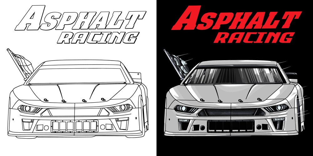 Red drag racing car with grey strip Royalty Free Vector