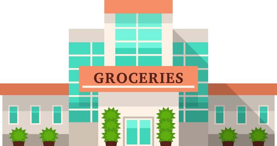 Grocery shop store front isolated on white Vector Image