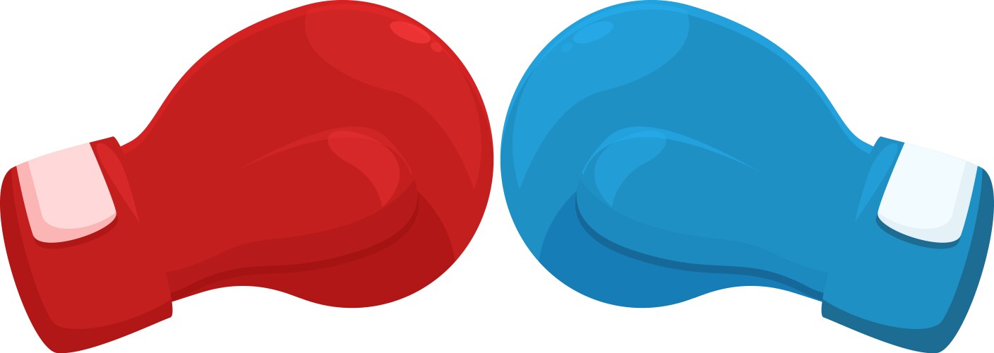 Red and blue boxing gloves facing each other Vector Image