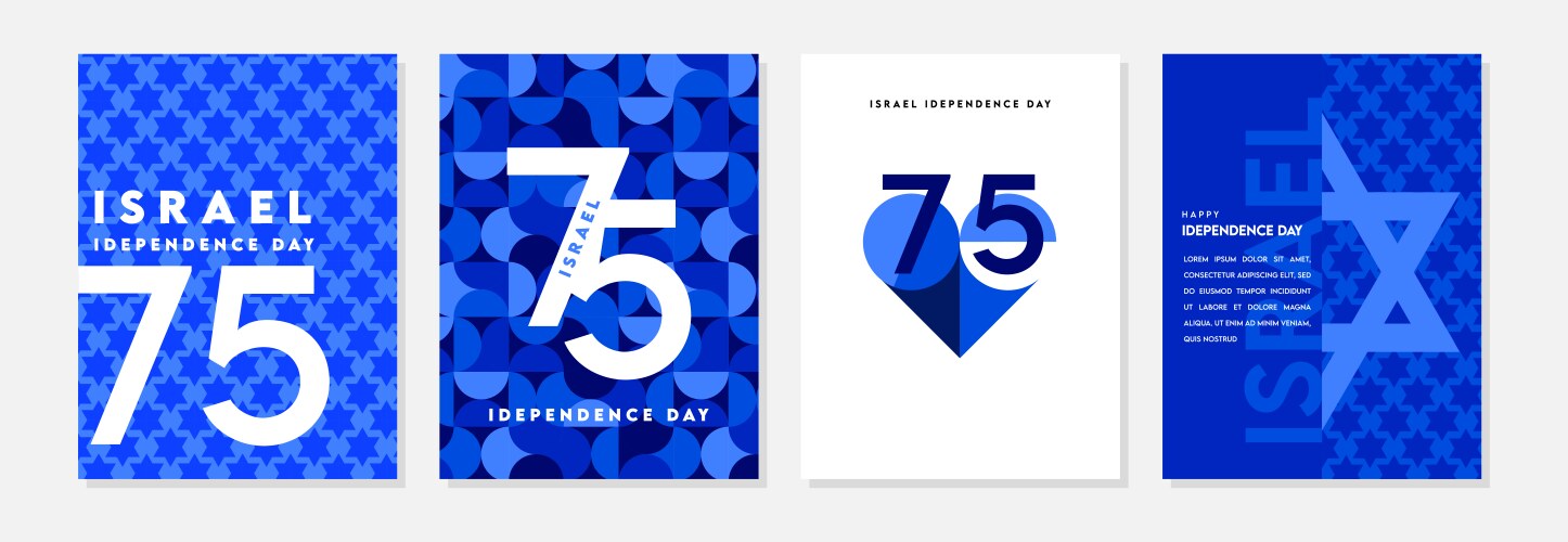 76 years of israel independence day blue banner Vector Image