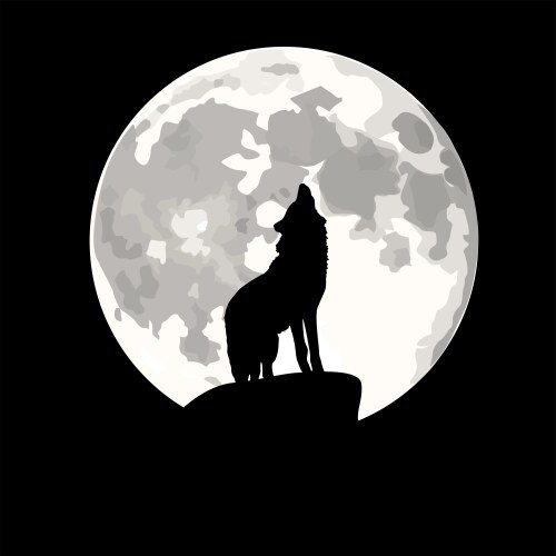 Lone Wolf Howl Under Moon – Royalty-Free Vector | VectorStock