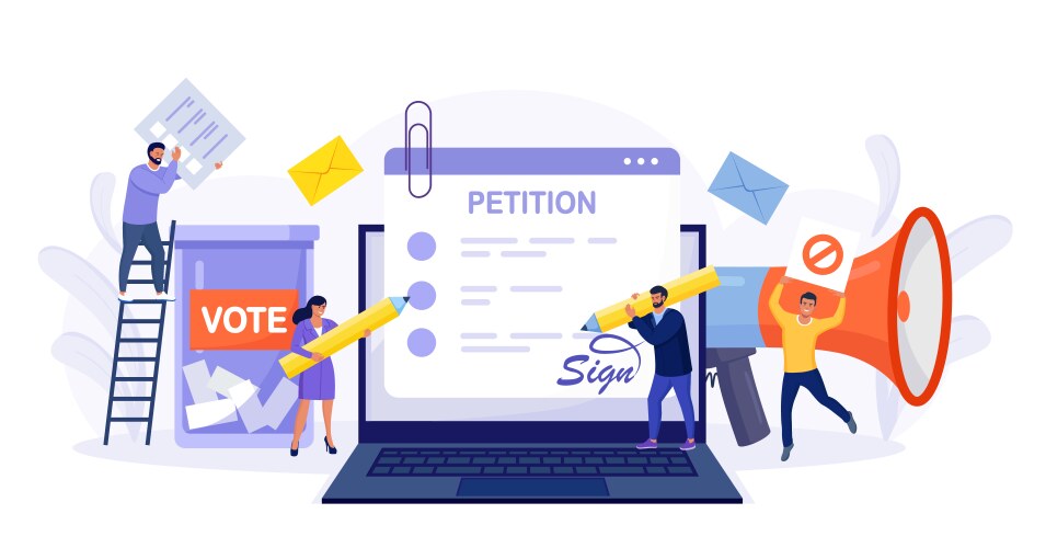 Petition signing process Royalty Free Vector Image