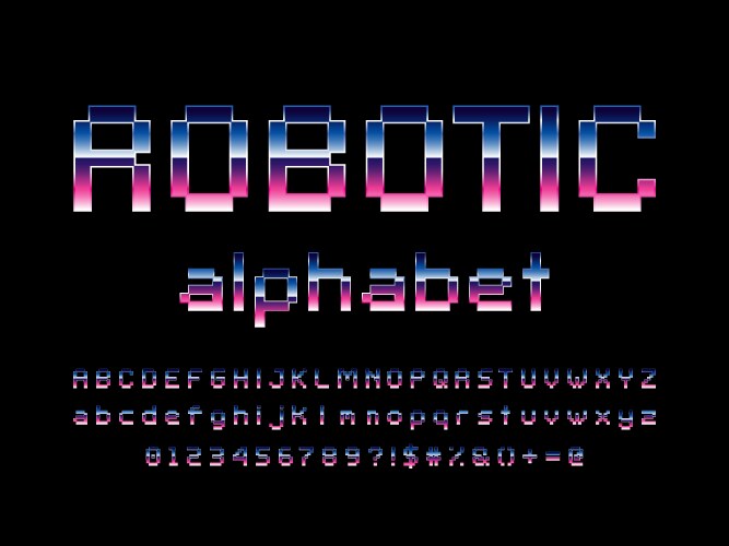 Pixel font Royalty Free Vector Image - VectorStock