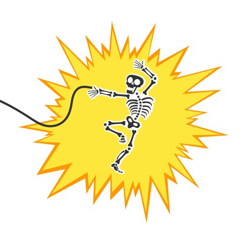 Skeleton electric shock by high voltage Royalty Free Vector