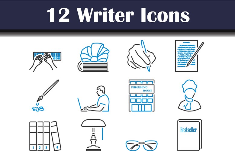 Vintage writer elements set Royalty Free Vector Image