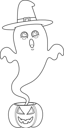 Outlined cute halloween ghost cartoon character Vector Image