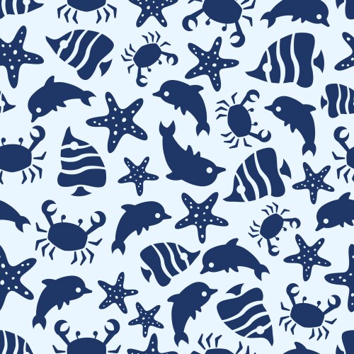 Shell and star fish seamless pattern Royalty Free Vector