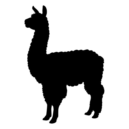 Silhouette of alpaca Royalty Free Vector Image