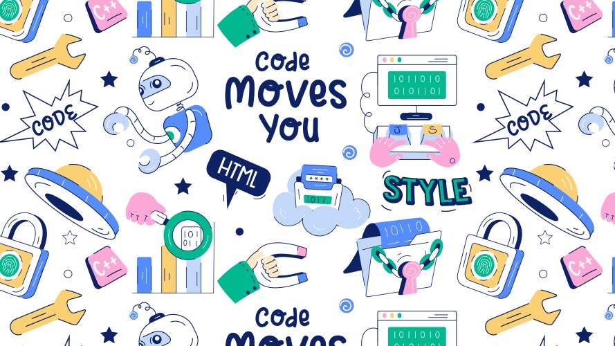 Hand drawn showing concepts of programming Vector Image