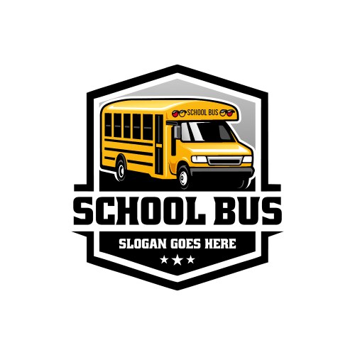 Simple silhouette school bus logo Royalty Free Vector Image