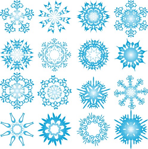 Snowflake set snow icons winter holiday sign Vector Image