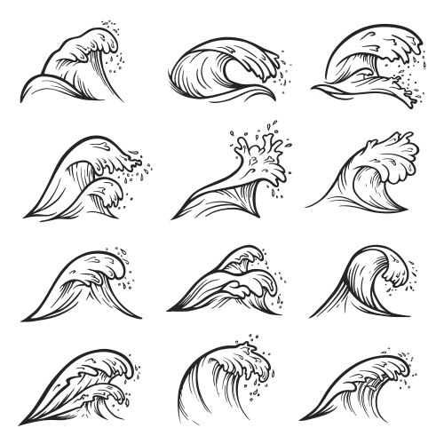 Ocean Wave Line Drawing Vector Images (over 10,000)