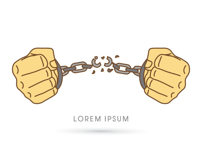Hand broken chains Royalty Free Vector Image - VectorStock