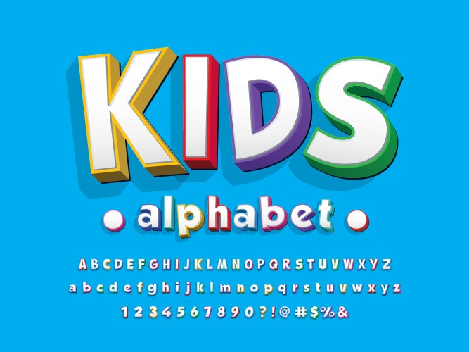 Colorful 3d display font design alphabet letters Vector Image
