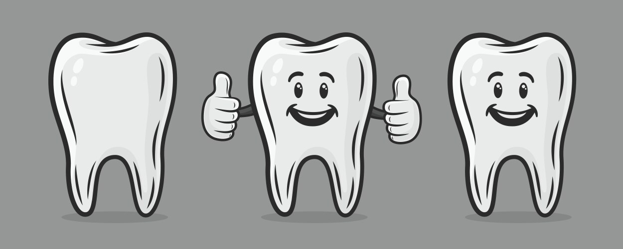 Cute and friendly cartoon tooth character Vector Image