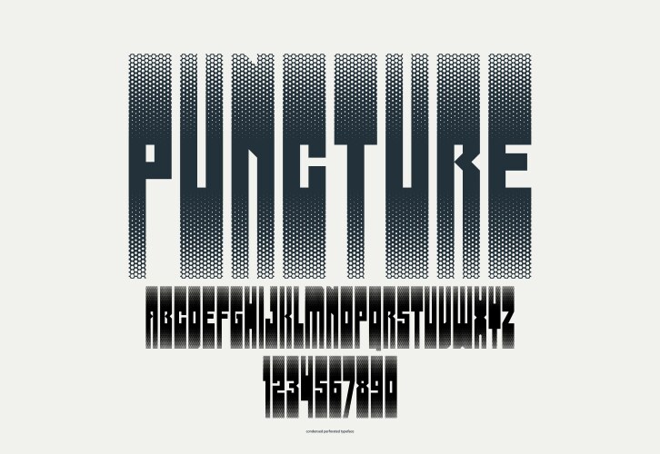 Halftone dotted futuristic cyberpunk font Vector Image