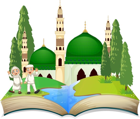 An open book muslim theme Royalty Free Vector Image