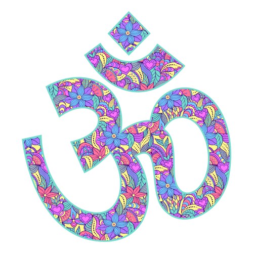 Floral hand drawn om symbol Royalty Free Vector Image