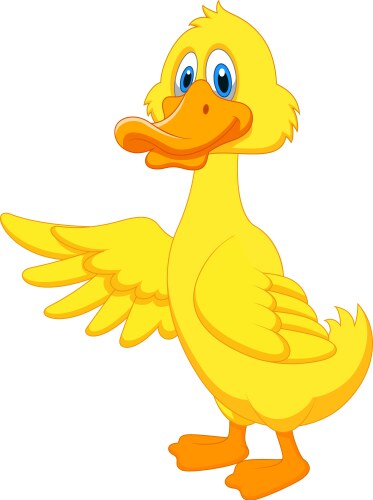Cute baby duck cartoon waving hand Royalty Free Vector Image