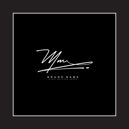 Initial letter mj logo - hand drawn signature Vector Image