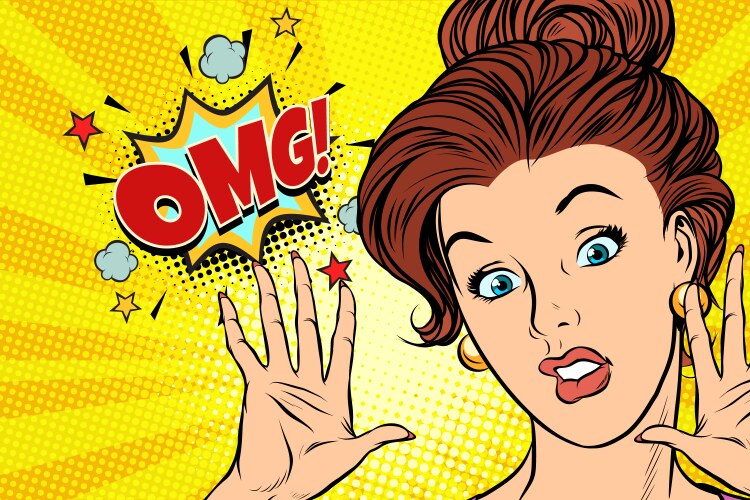 Omg woman screams in phone Royalty Free Vector Image