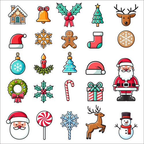 Christmas icons set Royalty Free Vector Image - VectorStock