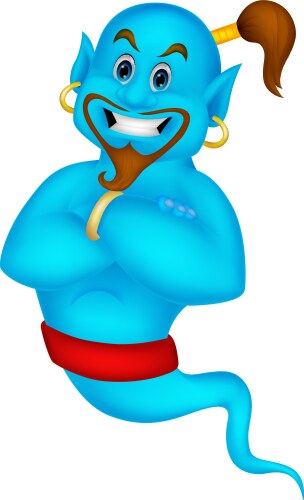 Smart genie cartoon character Royalty Free Vector Image