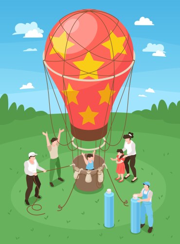 Isometric hot air balloon Royalty Free Vector Image