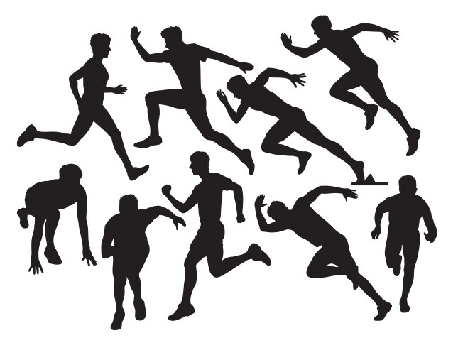 Set running silhouettes Royalty Free Vector Image