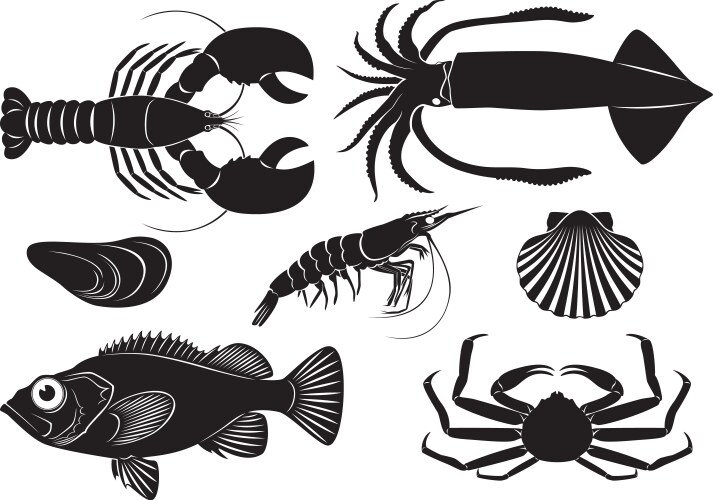 Crustacean set Royalty Free Vector Image - VectorStock