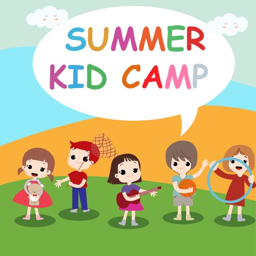 Kids summer camp background education banner Vector Image