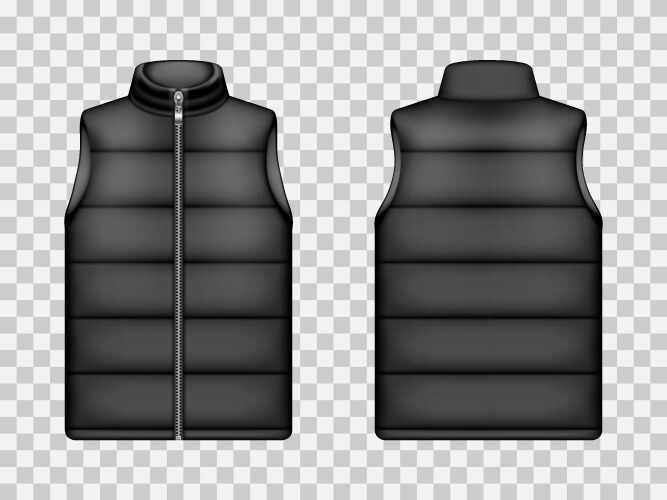 White winter puffer vest sleeveless jacket mockup Vector Image