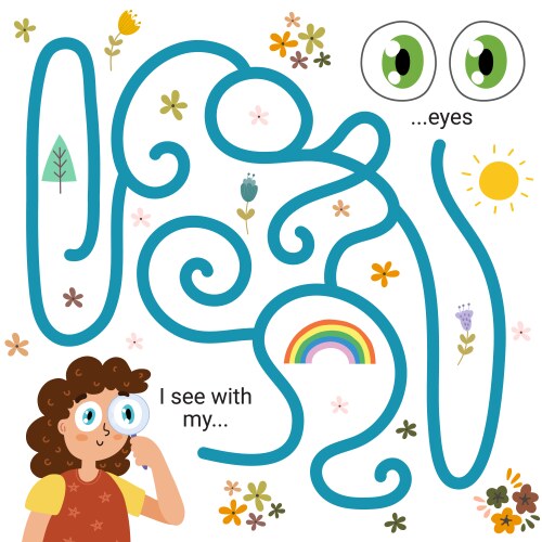 Maze game with giraffes and palm trees Royalty Free Vector