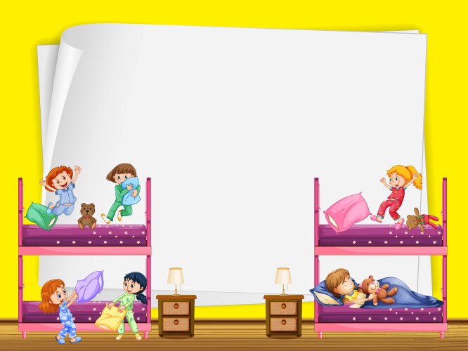 Border template with kids playing in park Vector Image