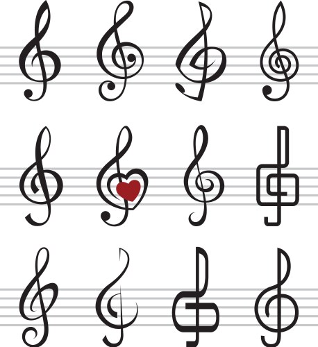 Treble clef and notes Royalty Free Vector Image