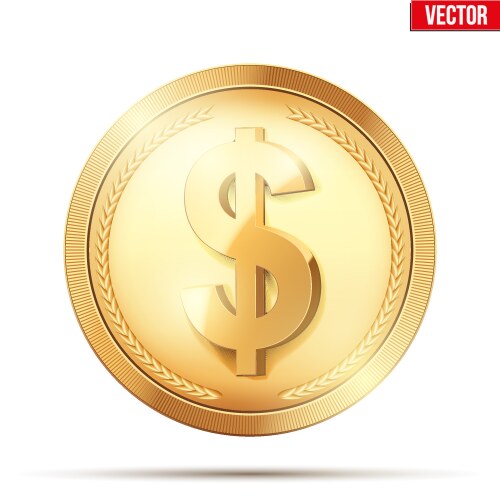 Gold coin with dollar sign icon usd currency Vector Image