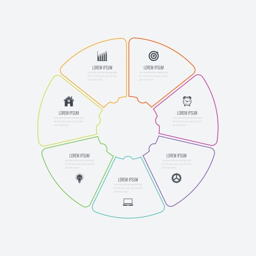 Infographics template 7 options with circle Vector Image