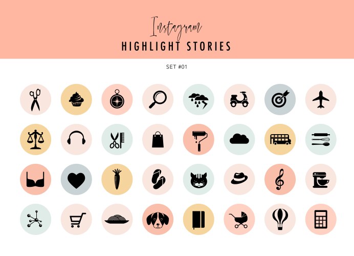 Instagram highlight icons set Royalty Free Vector Image