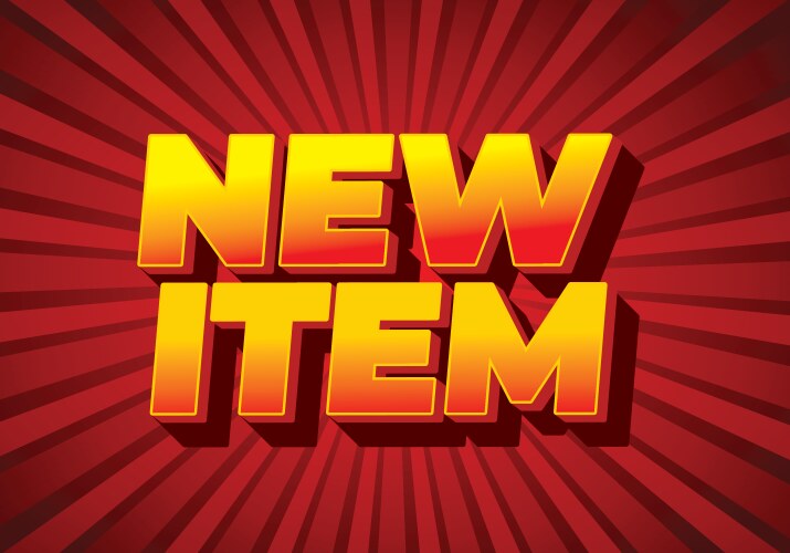 New item text effect in 3d style for print ad Vector Image